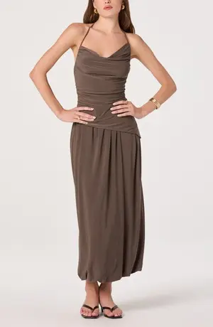 Astr The Label Savannah Ruched Cowl Neck Halter Top