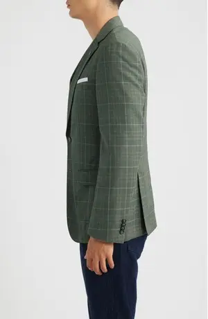 BOSS Hutson Slim Fit Windowpane Check Virgin Wool Sport Coat