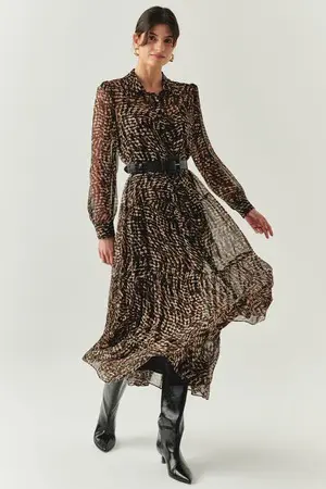 EXQUISE Aliza Chiffon Midi Dress