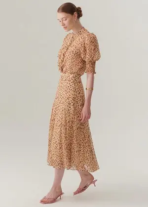 EXQUISE Esther Patterned Ruffle Piping Chiffon Shirt