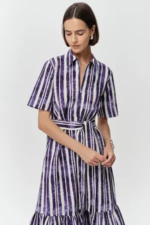 EXQUISE Xenia Striped Midi Dress