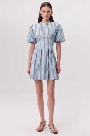 EXQUISE Nancy Puff Sleeve Fitted Pocketed Mini Dress
