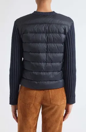 Moncler Mixed Media Down Cardigan - Blue