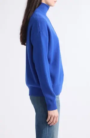 Staud Hudson Quarter Zip Cashmere Sweater - Cobalt