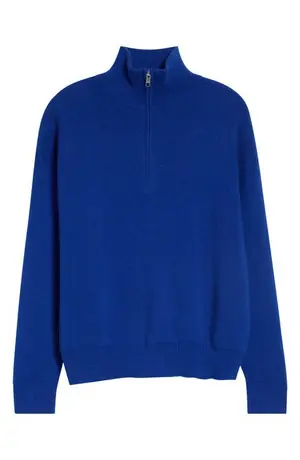 Staud Hudson Quarter Zip Cashmere Sweater - Cobalt