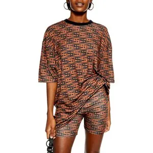 Topshop Monogram Oversize Boyfriend Tee
