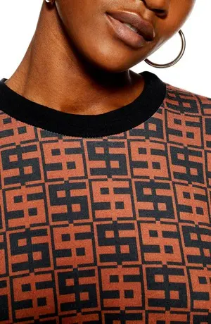 Topshop Monogram Oversize Boyfriend Tee