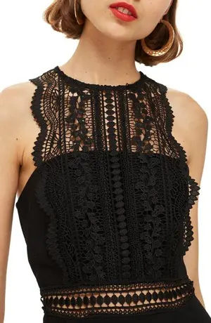 Topshop Saskia Lace Trim Jumpsuit