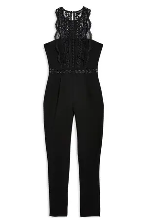 Topshop Saskia Lace Trim Jumpsuit
