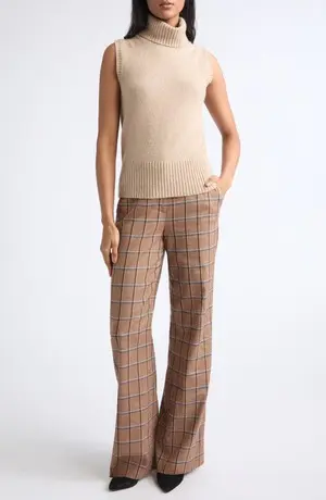 Veronica Beard Tonelli Plaid Wide Leg Pants