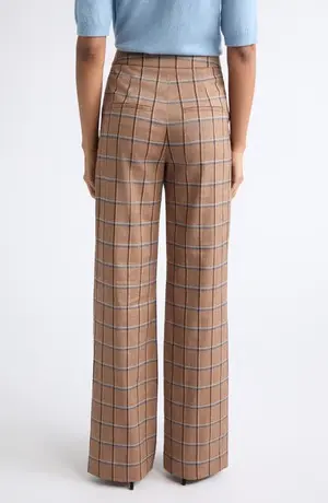 Veronica Beard Tonelli Plaid Wide Leg Pants
