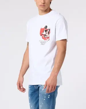 Philipp Plein Roundneck T-shirt Puffy Red Skull Skull - White