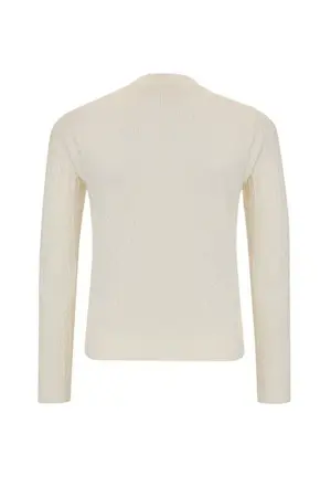 EXQUISE Ryann Embroidered Knit Blouse - Ecru