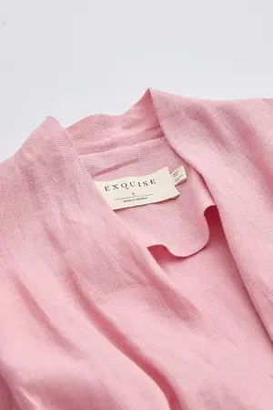 EXQUISE Alita Linen V-neck Short Sleeve Mini Dress
