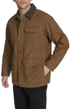 LEVI'S Cotton Canvas Field Jacket With Corduroy Collar - Brown