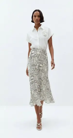 EXQUISE Ezra A Line Patterned Midi Skirt - Multi Color