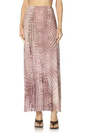 AFRM Sera Ankle Length Skirt - Cappucino Croc