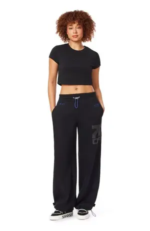L/AB OFF-WHITE Logo Graphic Cropped T-shirt - Black Night