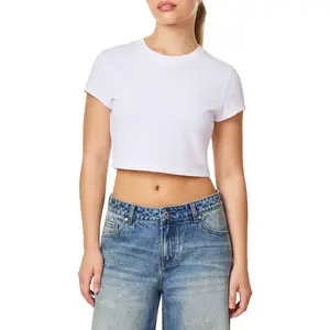 L/AB OFF-WHITE Logo Graphic Cropped T-shirt - Bright White