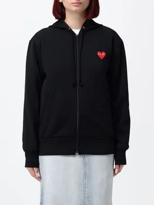 Comme Des Garçons Relaxed Fit Zip-up Jersey Hoodie With Contrast Logo