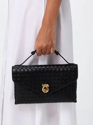 Bottega Veneta Small Knot Lock Intrecciato Leather Bag - Black
