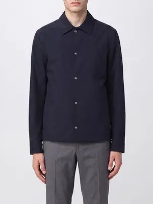 Herno Technical Fabric Shirt Jacket With Classic Collar And Contrast Logo - Blue