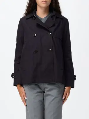 Herno Short Double-breasted Cotton Trench Coat With Hood And Cuff Straps