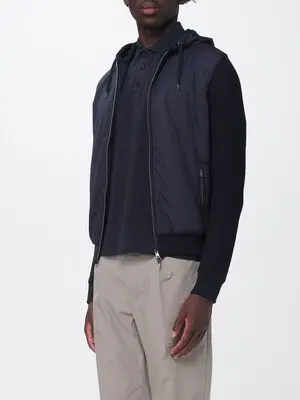 Herno Hooded Zip-up Cardigan In Cotton And Polyester Blend Knit