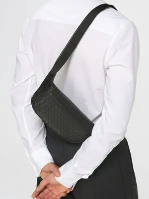 Bottega Veneta Intrecciato Lambskin Shoulder Belt Bag - Black