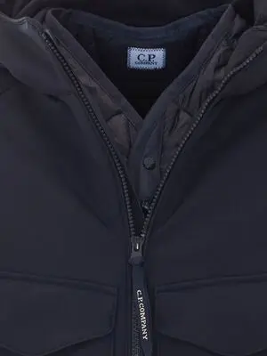 C.P. COMPANY Short Quilted Technical Fabric Parka With Removable Hood - Blue