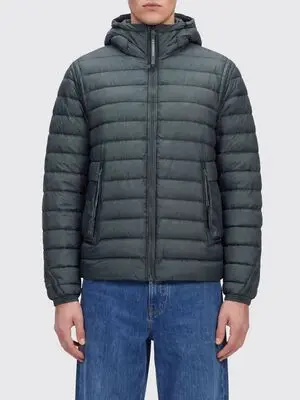 C.P. COMPANY Short Nylon Puffer Jacket With Goggle Hood - Blue