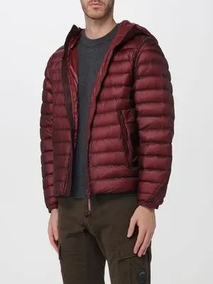C.P. COMPANY Short Nylon Puffer Jacket With Goggle Hood - Red