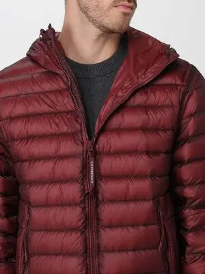 C.P. COMPANY Short Nylon Puffer Jacket With Goggle Hood - Red