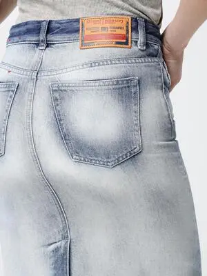 DIESEL® Bleached Denim Midi Pencil Skirt With Back Slit