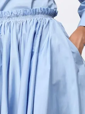 AMI Paris High-waisted Pleated Cotton Mini Skirt - Blue