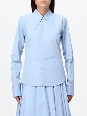AMI Paris Slim Fit Silk Shirt With Mother-of-pearl Buttons - Blue