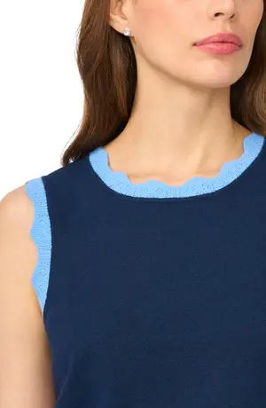 CECE DUPRAZ Scalloped Trim Sleeveless Sweater