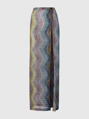 Missoni Long Skirt In Viscose Lamé With Zig Zag Motif - Multicoloured