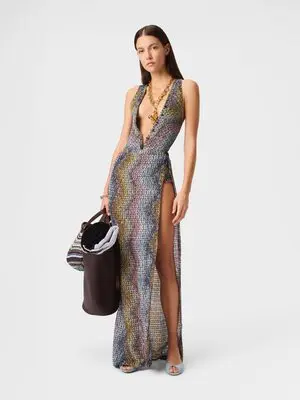 Missoni Zig Zag Motif Viscose Lamé Long Skirt