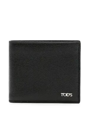 TOD`S Bi-fold Leather Wallet With Logo Plate - Black