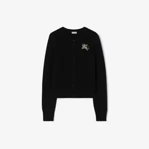 Burberry Knight Embellished Wool Cashmere Cardigan - Black