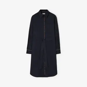 Burberry Check Piping Cotton Shirt Dress