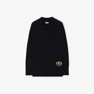 Burberry Wool Cashmere V-neck Sweater - Black