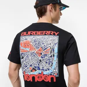 Burberry London Map Cotton T-shirt - Black
