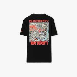 Burberry London Map Cotton T-shirt - Black