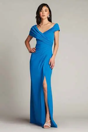 Tadashi Shoji Danya Draped Crepe Gown - Lagoon