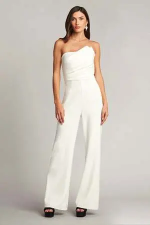Tadashi Shoji Allen Draped Crepe Jumpsuit - Ivory