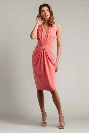 Tadashi Shoji Angela Draped Halter Dress - Sunrise