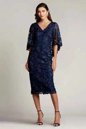 Tadashi Shoji Grace Capelet Midi Dress - Navy