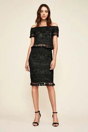 Tadashi Shoji Monyca Embroidered Pencil Skirt - Black